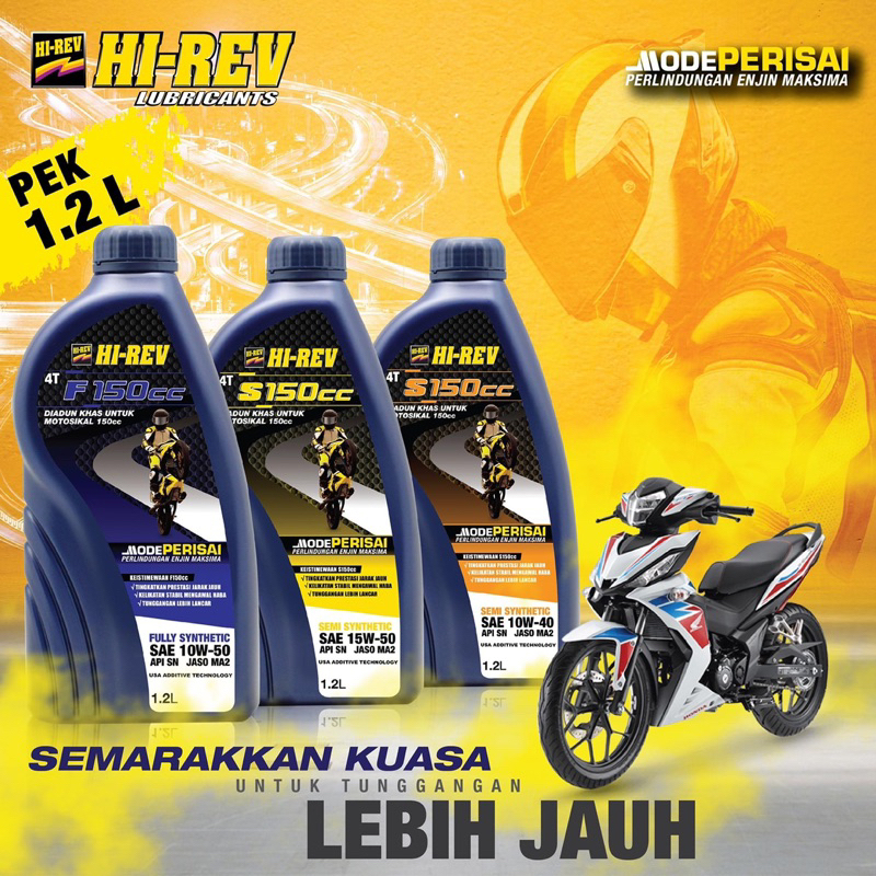 100% ORIGINAL 1L 1.2L MINYAK HI REV 4T HIREV RS150 Y15 150RS RSX 1.2L ...