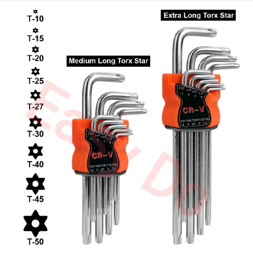 Torx Star Allen Key Set 9pcs Chrome-Vanadium Steel | Shopee Malaysia
