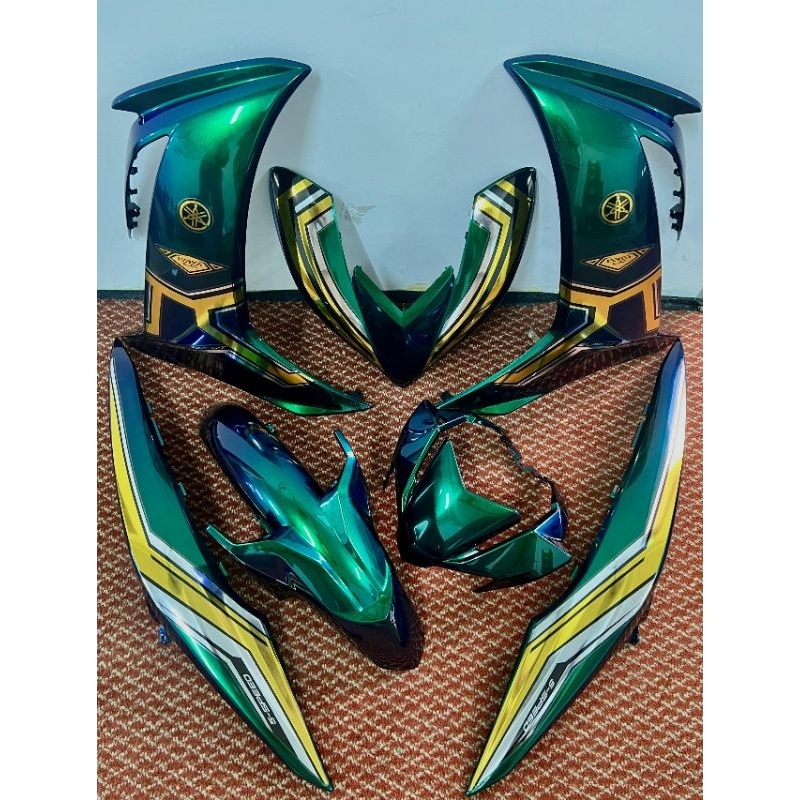 CHLD COVER SET YAMAHA LC V8 PEACOCK GREEN CHROME STICKER // SIAP PASANG ...