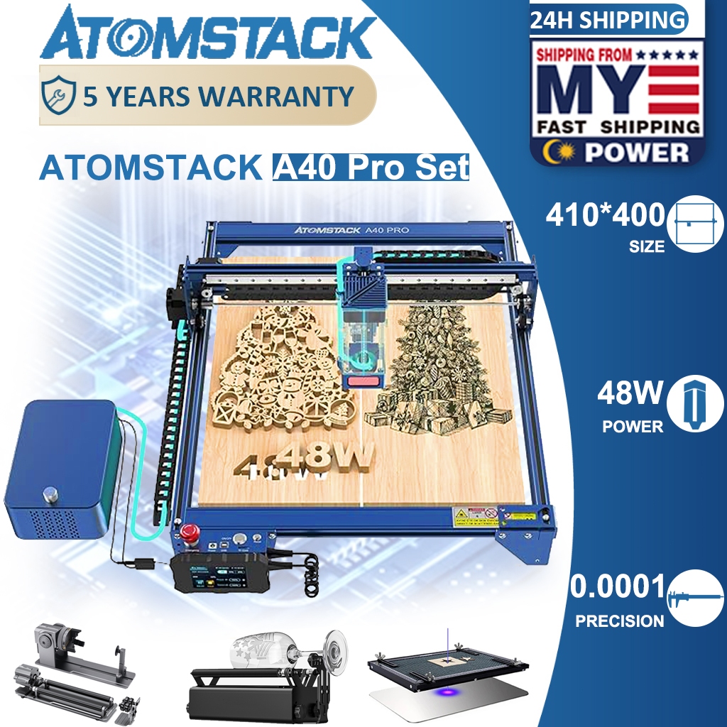 ATOMSTACK A40 Pro Laser Engraving Machine 48W Laser Engraver With Roller,Claw Disc Roller and ...