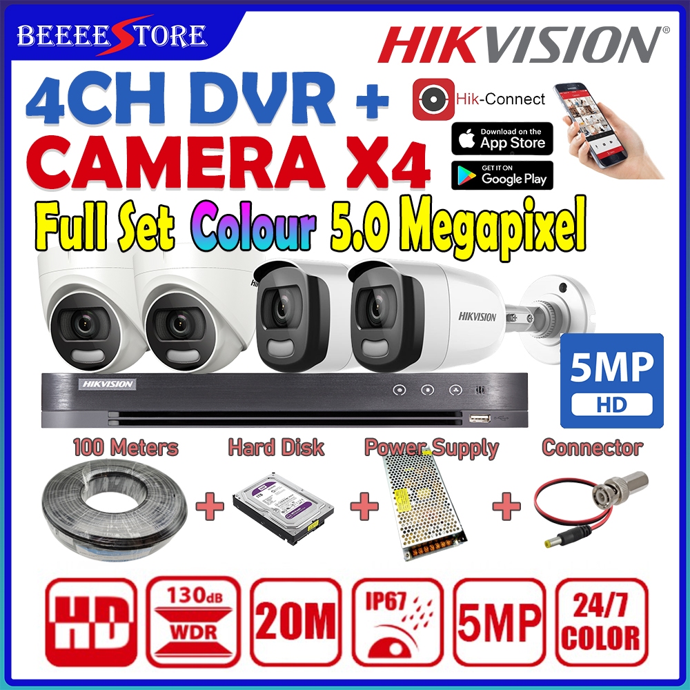 HIKVISION 🌟4-CHANNEL🌟 ColorVu 5.0MP 4CH CCTV Super HD 5MP HIK 1920P ...
