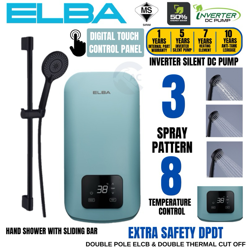 ELBA DIGITAL WATER HEATER WITH DC PUMP | EVVO SERIES EWH-Q4215DC(SB ...