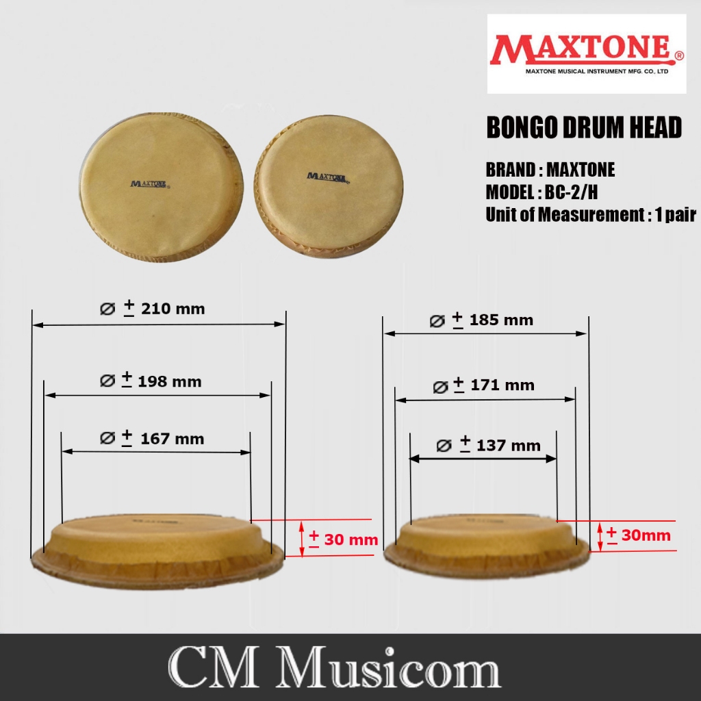 Bongo Drum Head (Maxtone) 6"+7" BC-2/H, pair | Shopee Malaysia