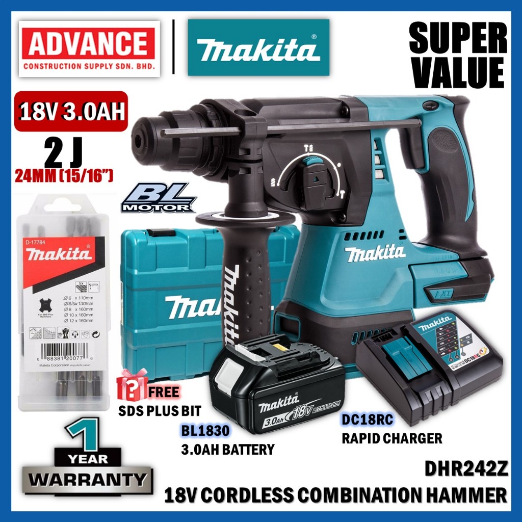 🔥 SUPER VALUE 🔥 MAKITA DHR242 | DHR242Z 18V Cordless Combination Hammer ...