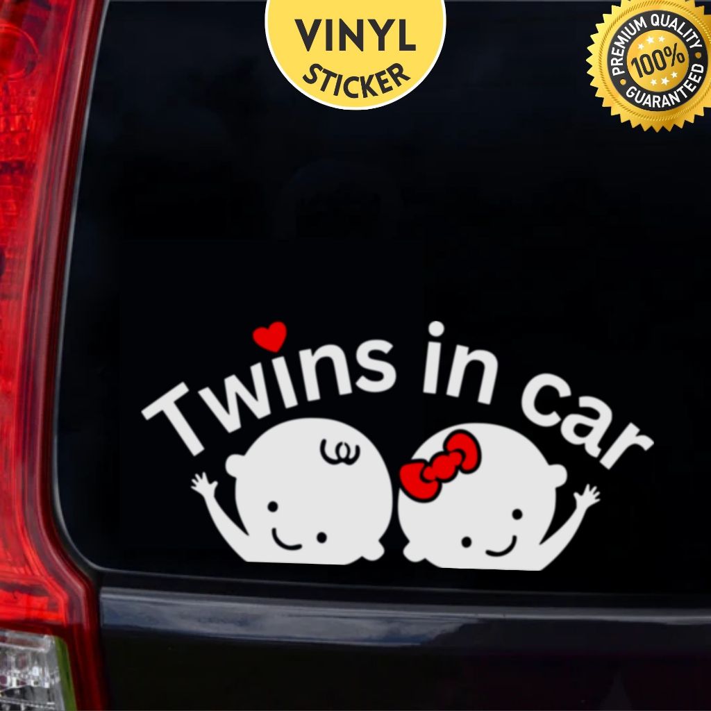 Twins in Car Twin Baby On Board - Car Vinyl Sticker / Kereta Stiker ...