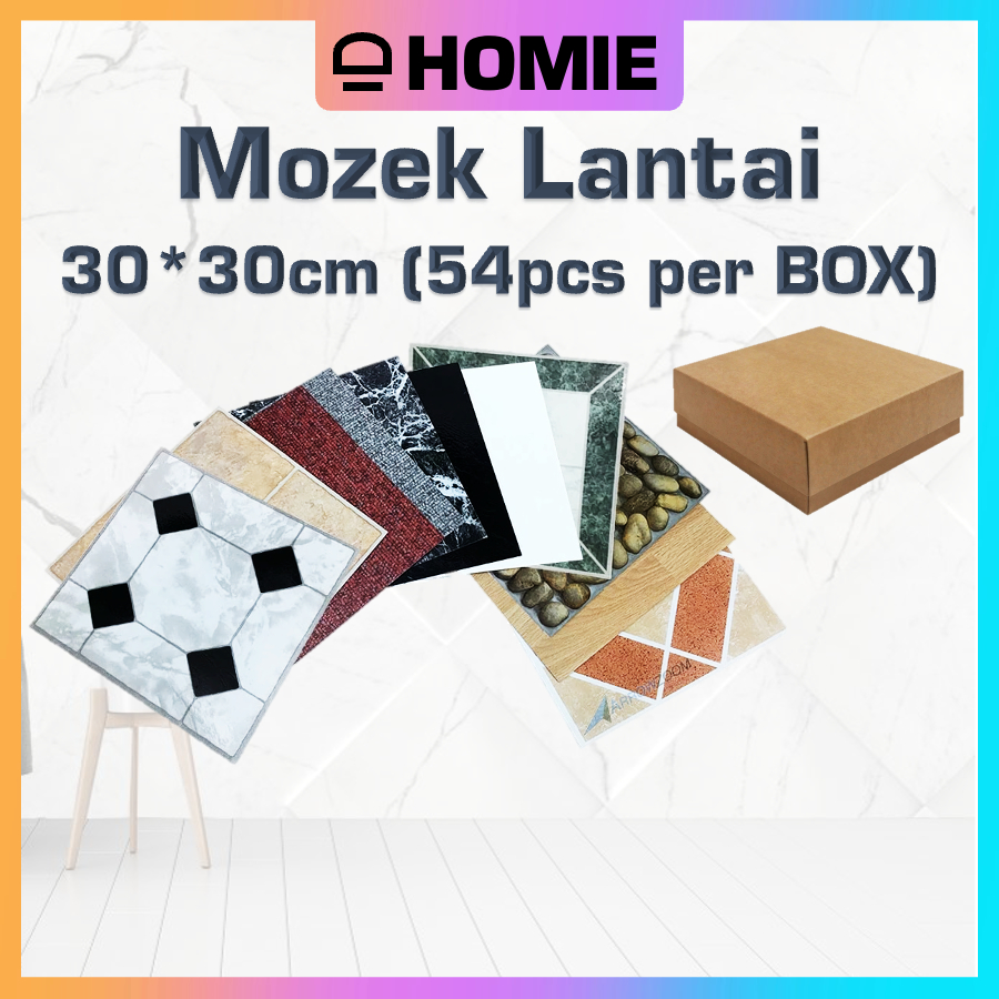 [54PCS PER BOX] Vinyl Flooring Floor Sticker Vinyl Jubin Lantai Mozek ...