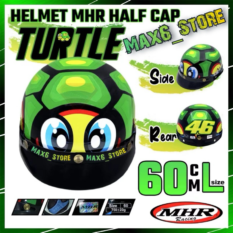 MHR III 46 Helmet 100% Half Cut Steng Kura Kura Turtle Malibu Nemo ...