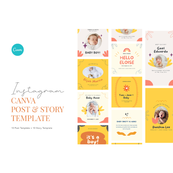 Infant Baby Birth Announcement Instagram Template | Instagram Canva ...
