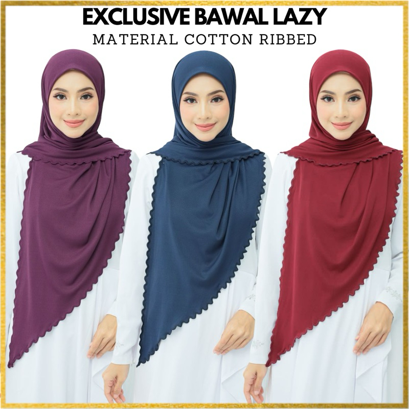 EXCLUSIVE TUDUNG INSTANT BAWAL LAZY SULAM JERSEY RIBBED BIDANG 50 ...
