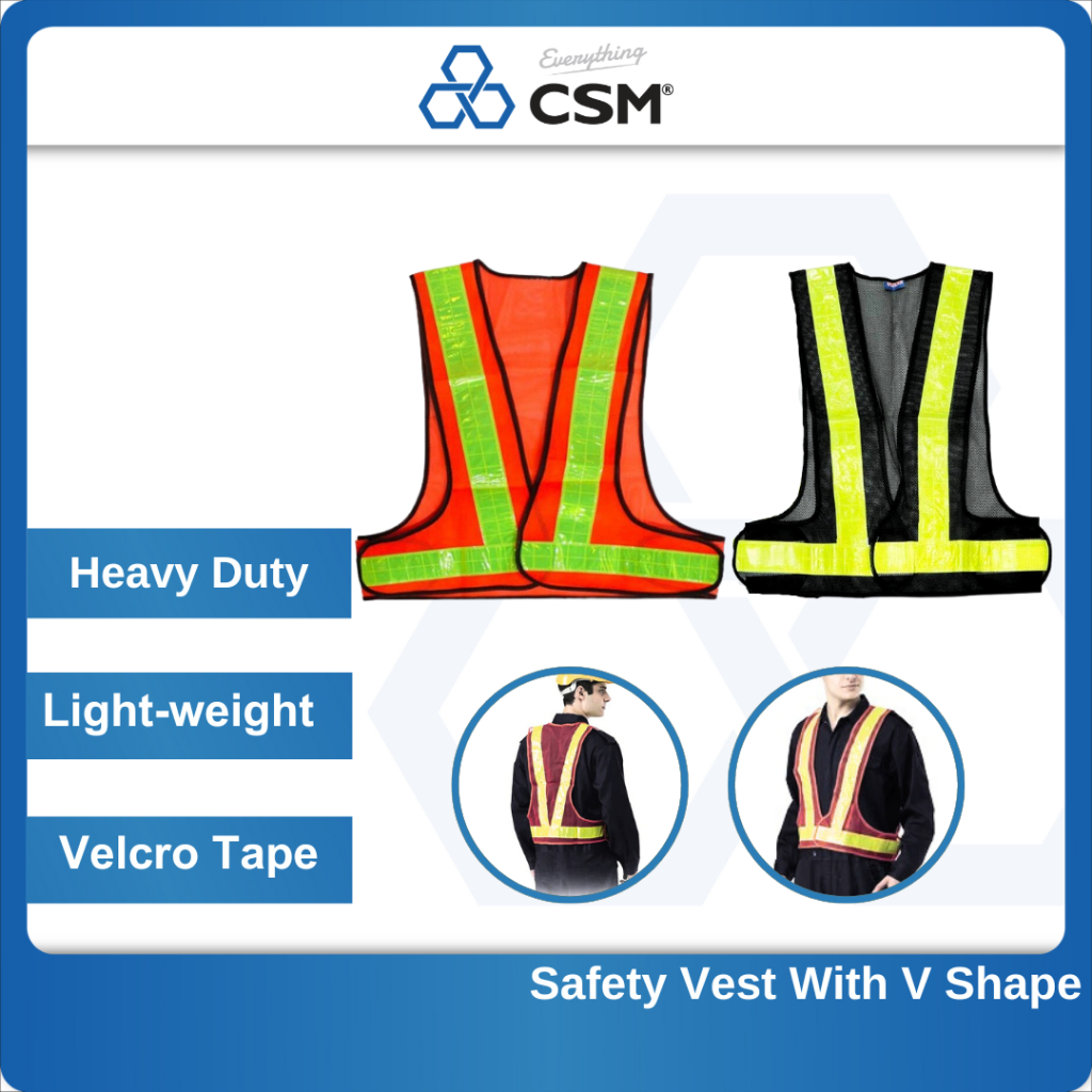 CSM Safety Vest With V-Shape High Reflective Stripe | Shopee Malaysia