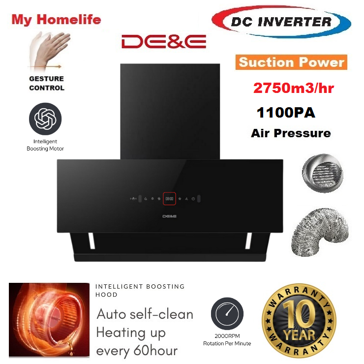 DE&E HA956 Kitchen Cooker Hood DC Inverter Motor 2750m3/hr PA1150 Auto ...