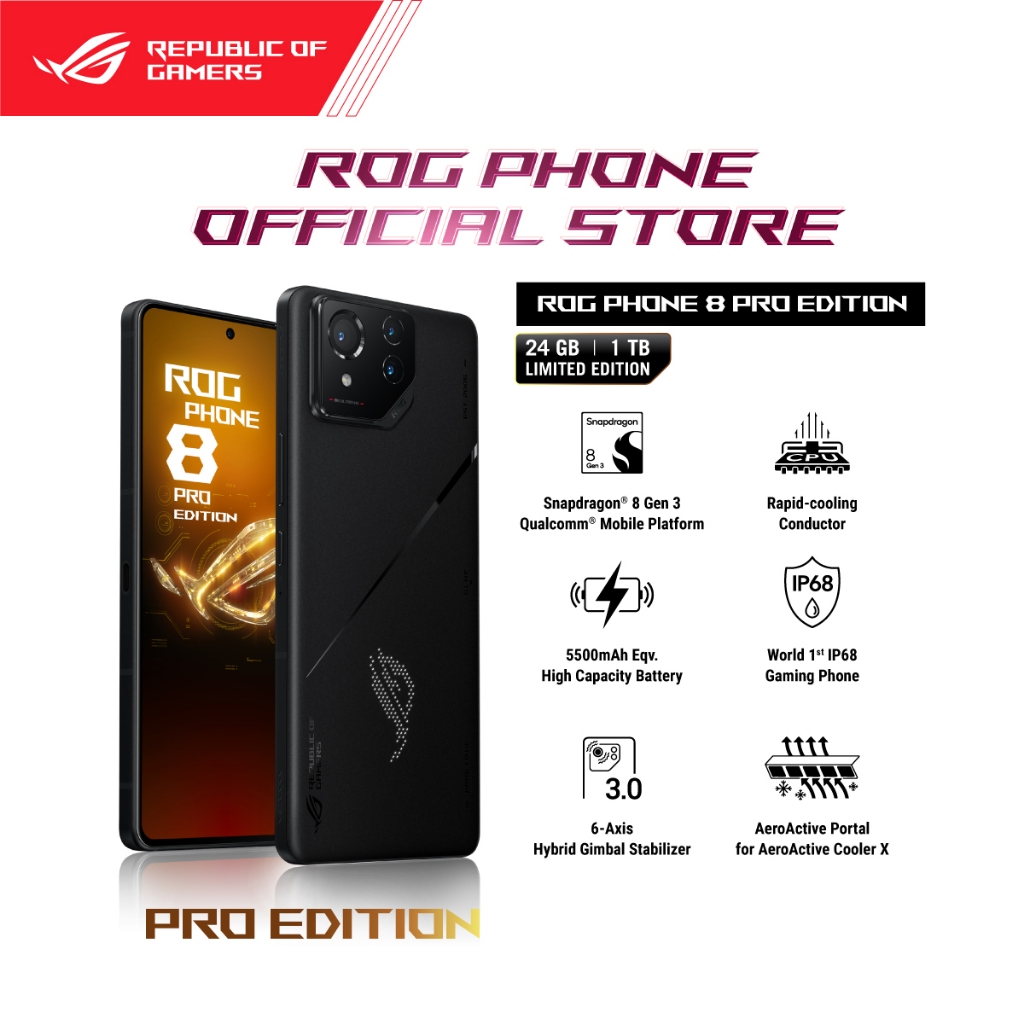 ROG Phone 8 Pro Edition (24GB + 1TB) [Free InBox Aeroactive Cooler X ...