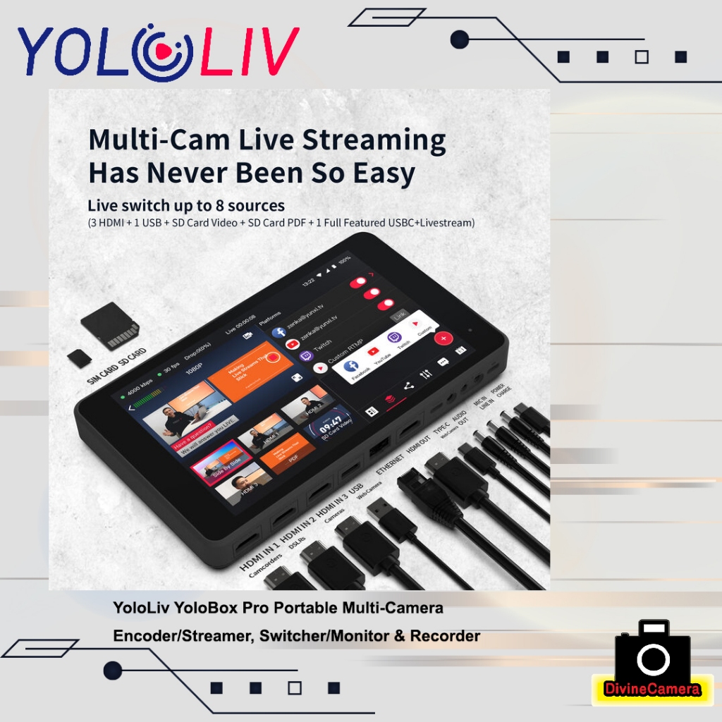 YoloLiv YoloBox Pro Portable Multi-Camera Encoder/Streamer, Switcher/Monitor & Recorder | Shopee ...