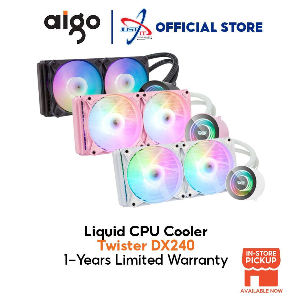 Aigo Dark Flash Twister ARGB Aio CPU Liquid Cooler - Black/White (240mm ...