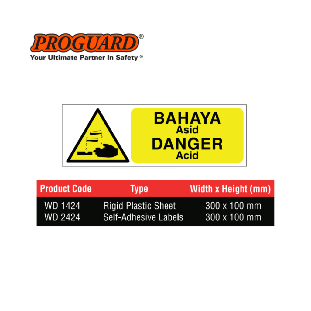 Proguard 300x100 Bahaya Danger Acid Warning Safety Sign Indoor Outdoor ...