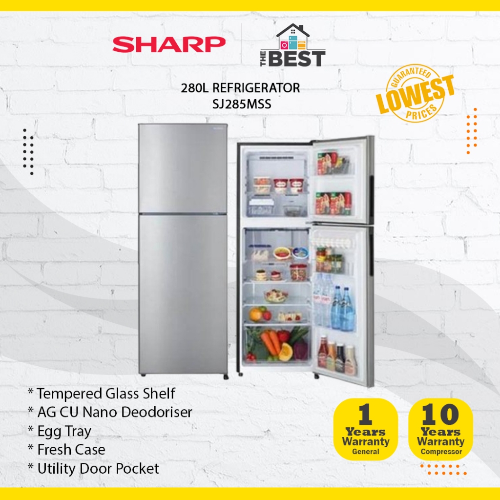 SHARP 280L Refrigerator SJ285MSS Fridge Peti Ice 冰箱 | Shopee Malaysia