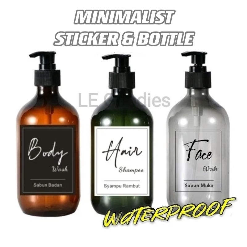 Minimalist Sticker Labels Toiletries Bathroom Kitchen & Laundry～PET ...