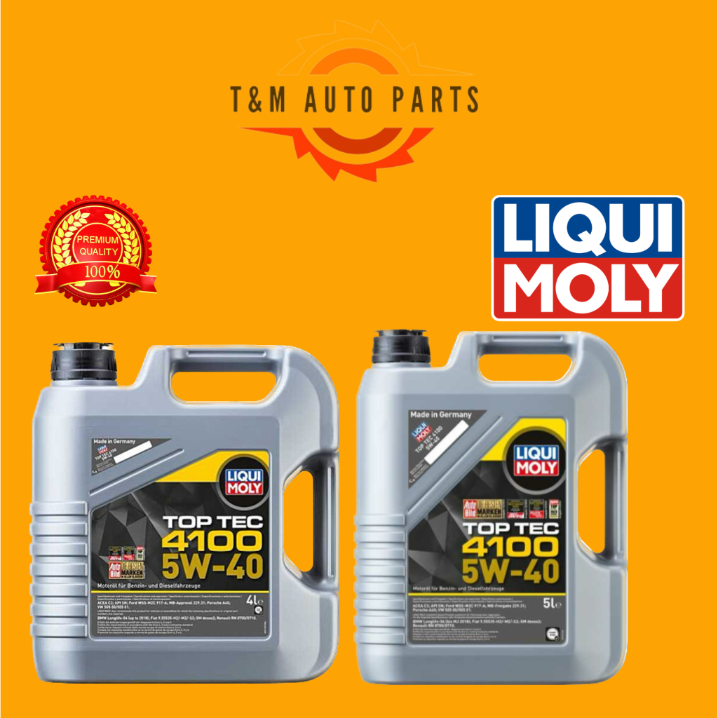 LIQUI MOLY TOP TEC 4100 5W-40 ENGINE OIL FULLY SYNTHETIC 4L & 5L ...