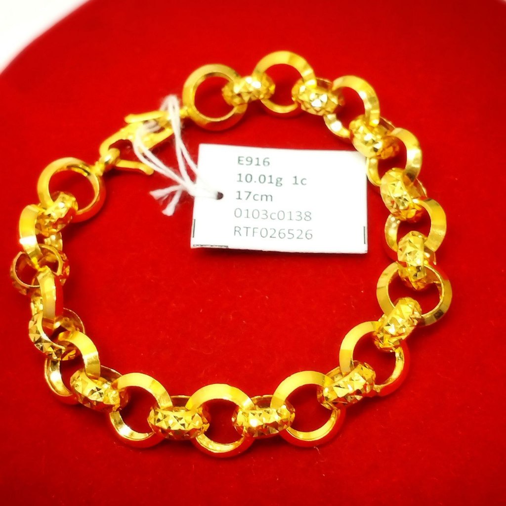 LAELA RANTAI TANGAN CANDY HOLLOW EMAS TULEN 916 GOLD BRACELET | Shopee ...