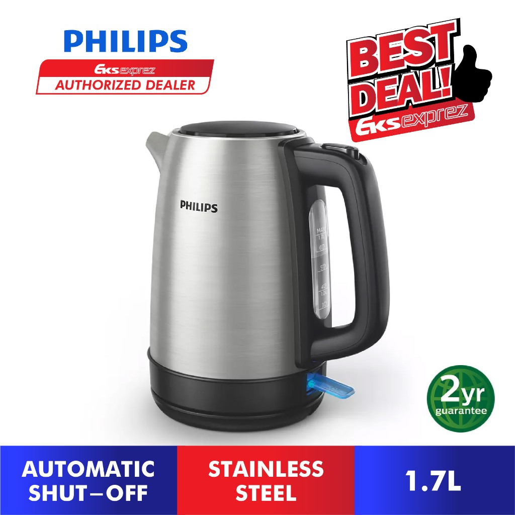 Philips Metal Kettle-Spring Lid 1.7L HD9350/92 with Light indicator ...