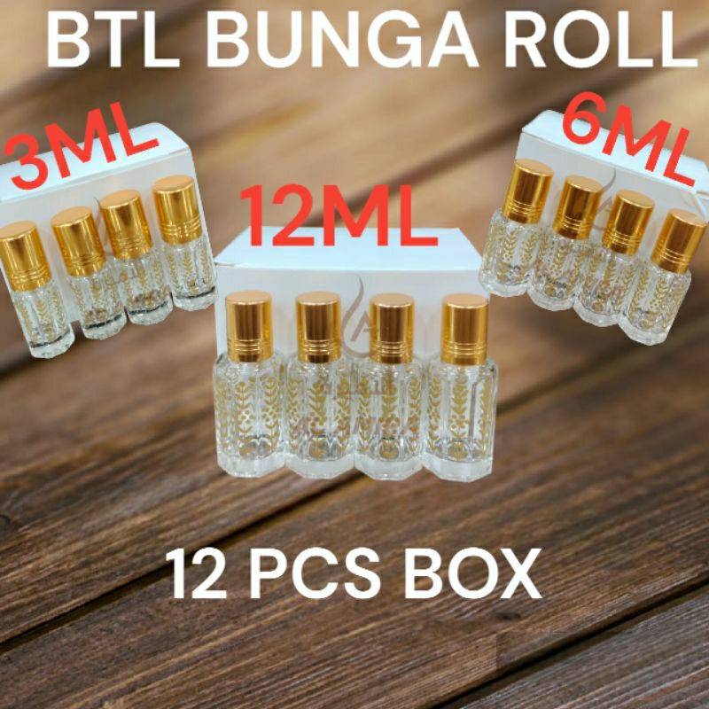 ★BOTOL KOSONG BUNGA ROLL★ BOTOL BUNGA~ 3ML,6ML,12ML ~ 12 PCS BOX NEW ...