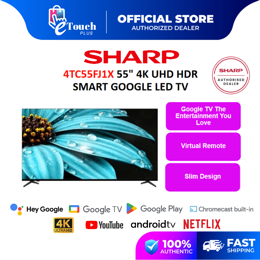 Sharp (55") 4K Smart Ultra UHD TV 4TC55EK2X / Sharp (55") 4K HDR Google ...