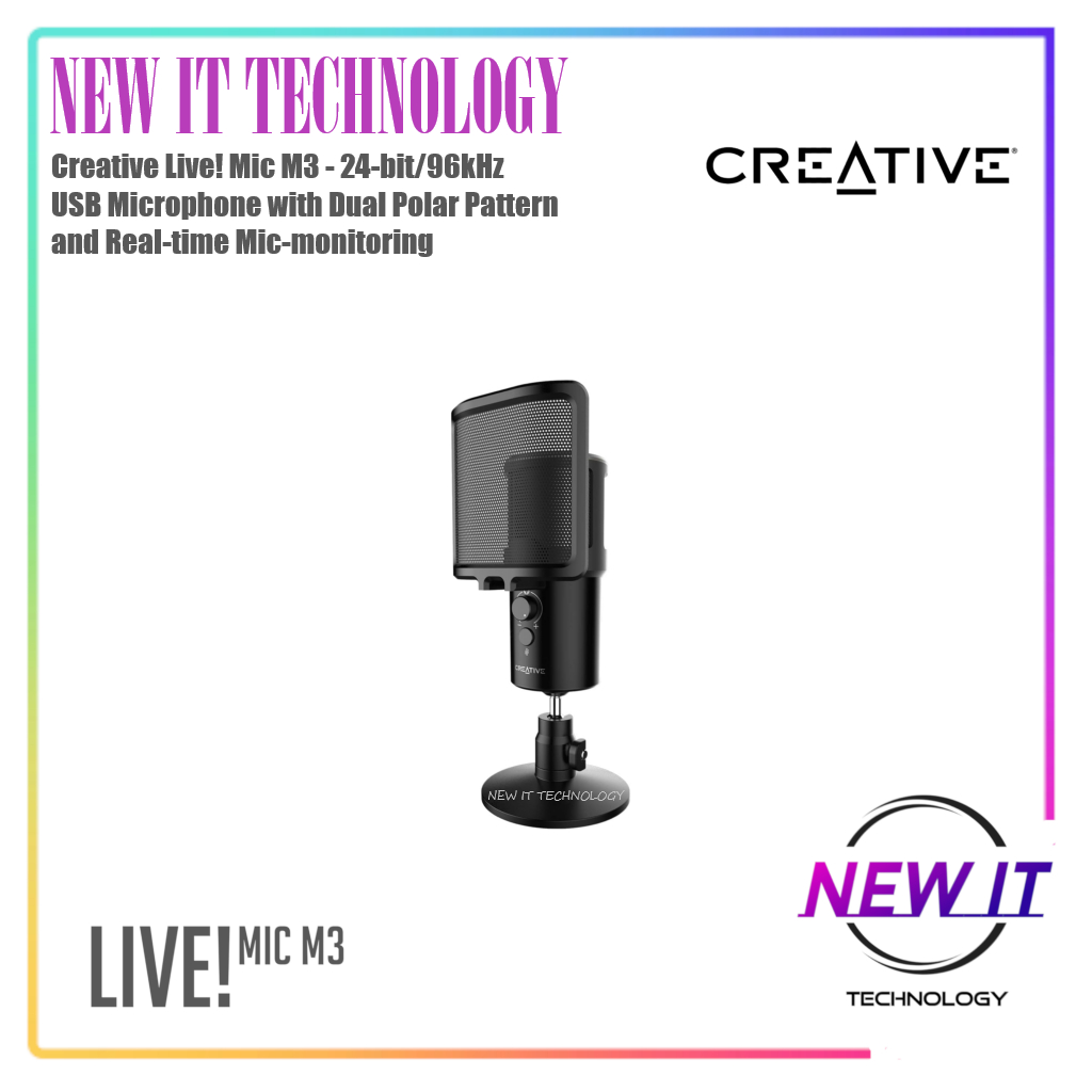 Creative Live! Mic M3 - 24-bit/96kHz USB Microphone with Dual Polar ...