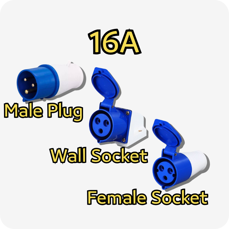 16A 3 Pin 220V Industrial Site Male Plug Female Socket Wall Socket ...