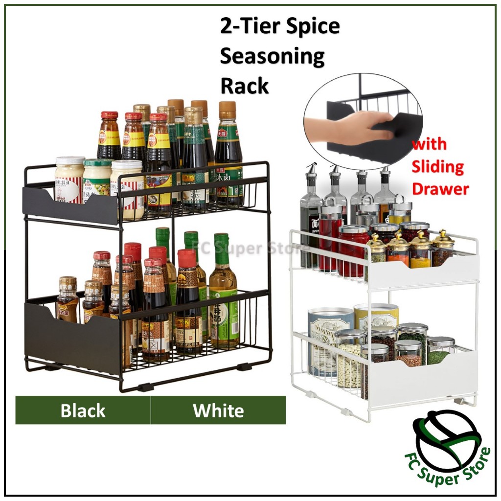 FCSS - Kitchen Rack / Rak Dapur / 2 Tier Seasoning Spice Rack ...