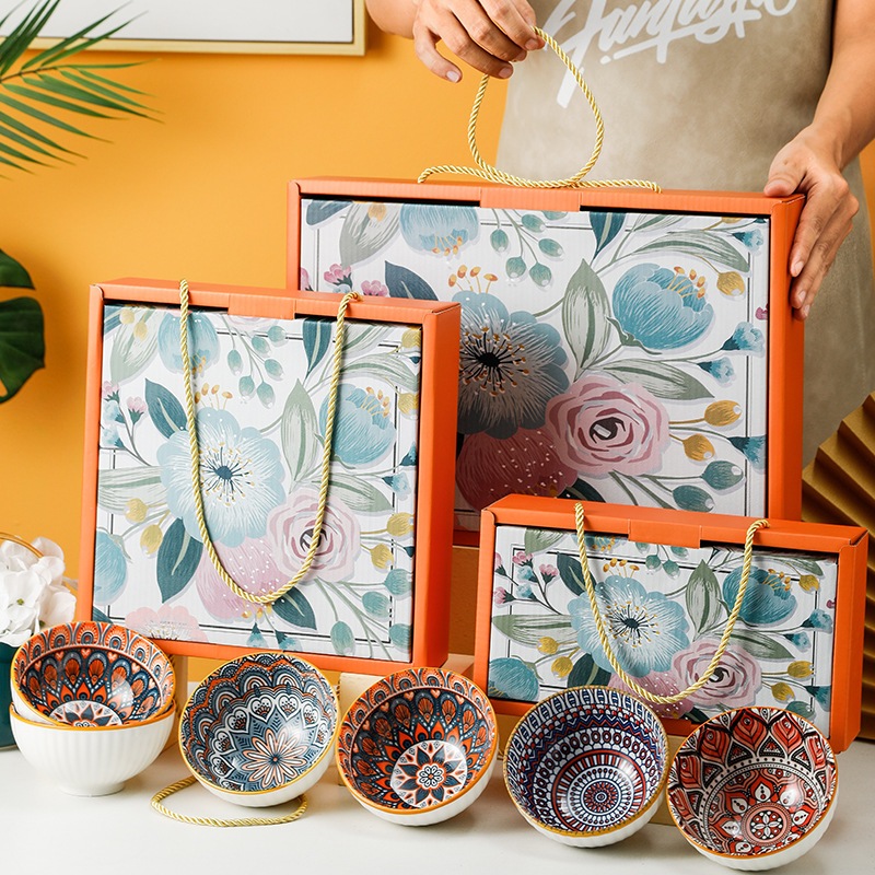 Bohemian Rice Bowl set Porcelain Bowl Ceramic Bowl Mangkuk Keramik Soup ...