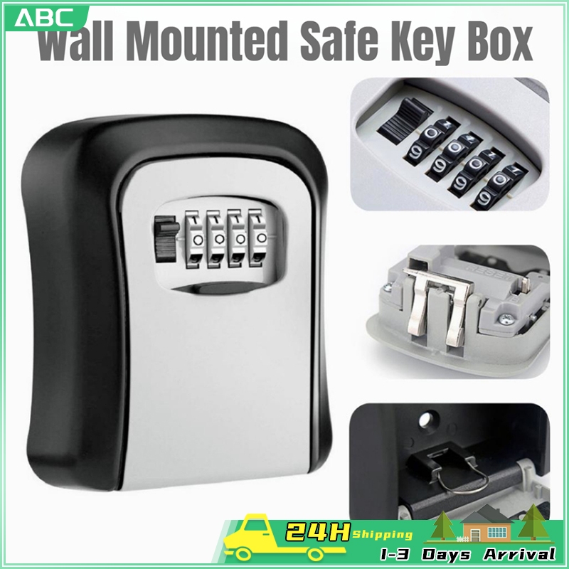 Key Safe Box Wall Mount Numbering Lock Key Storage Lock Box 4 Digits ...