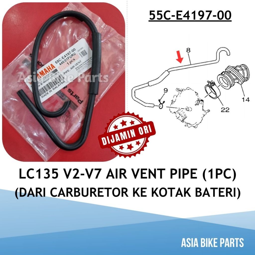 Yamaha Original LC135 V2 V3 V4 V5 V6 V7 Air Vent Pipe Clip Hos ...