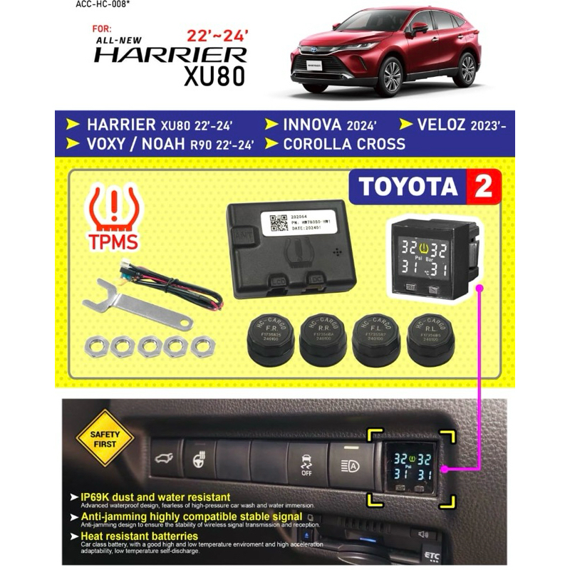 Harrier XU80 Corolla cross voxy noah R90 innova zenix veloz TPMS Tire ...