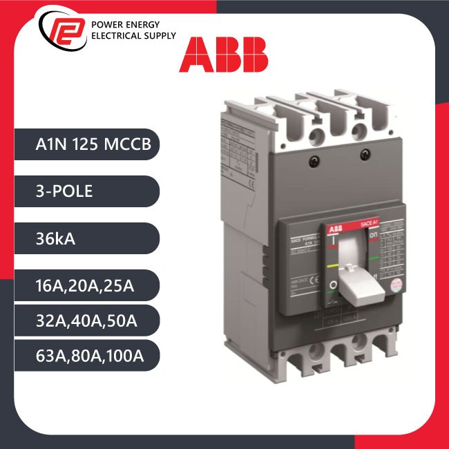 ABB 36kA MCCB A1N 125 TMF 16A, 20A, 25A, 32A, 40A, 50A, 63A, 80A, 100A ...