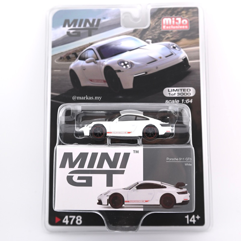 Mijo Blister Mini Gt 1 64 478 Porsche 911 992 Gt3 White Shopee Malaysia