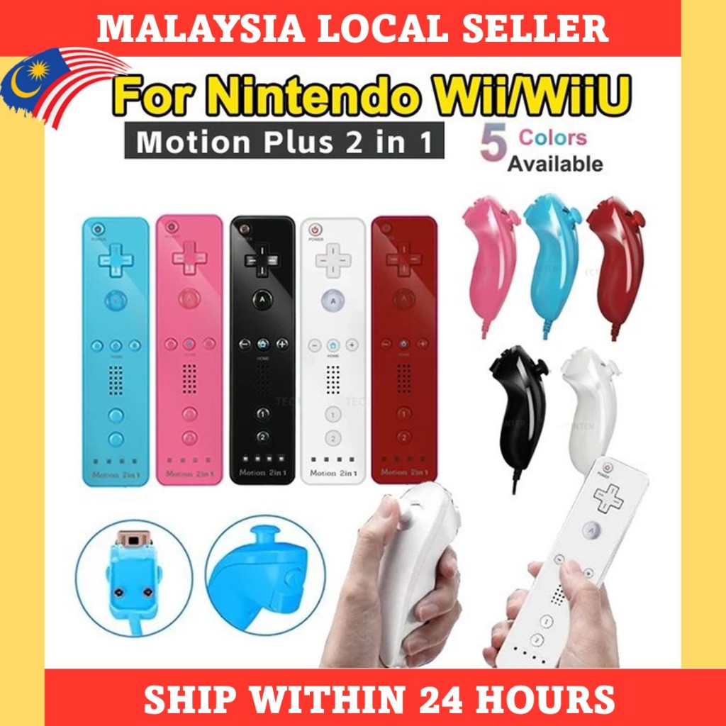 Wii Controller Remote with Motion Plus 2 in 1 Compatiple with Wii and ...