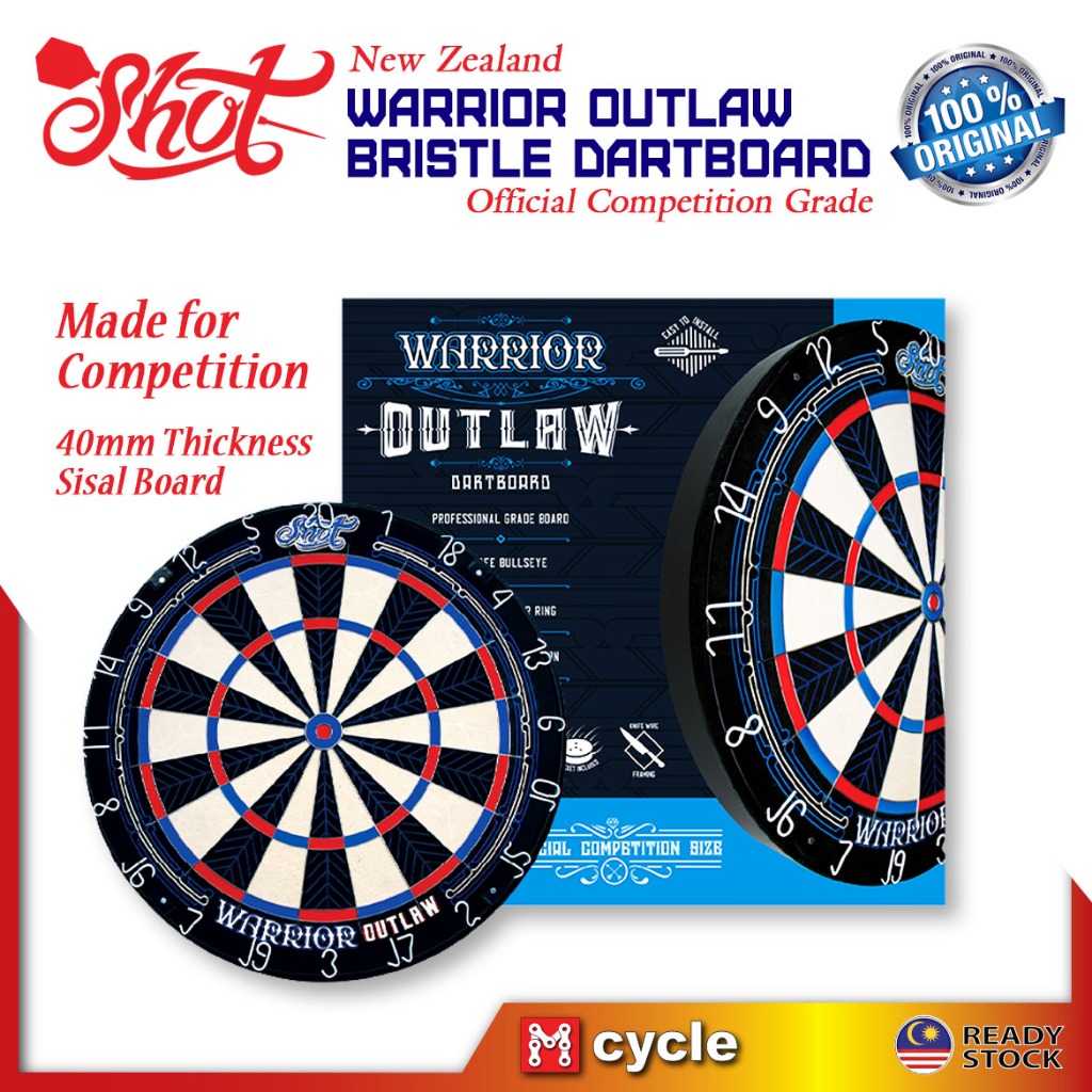 SHOT Warrior Outlaw Professional Dartboard Tournament Grade Bristle ...