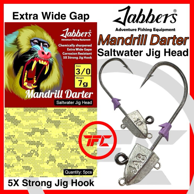 JABBERS Mandrill Darter 5X Strong Saltwater Jig Head Hook Jighead SP ...