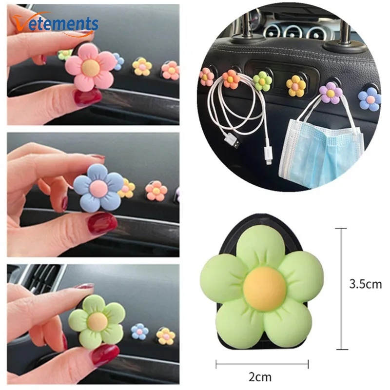 Colourful Flower Mini Hook Car Hook Hanger Storage Cable Mask Holder ...