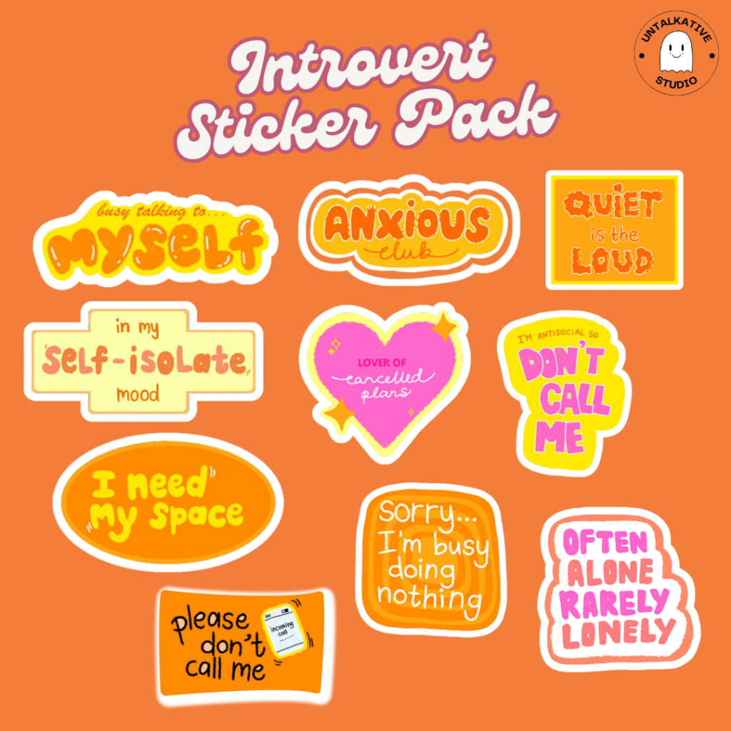 Sticker Pack, 10pcs - Introvert Edition [Untalkative Studio] | Shopee ...