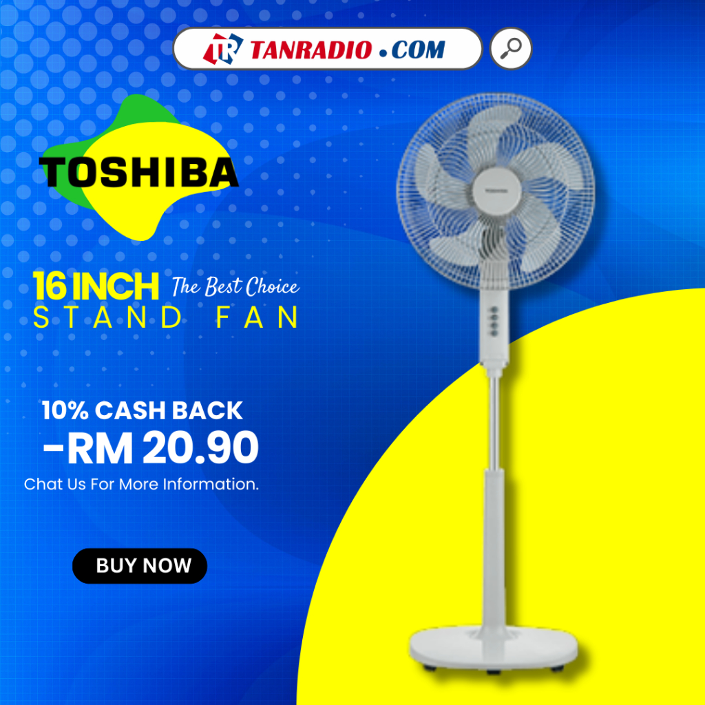 Toshiba 16 inch Stand Fan Kips Berdiri with timers F-SYA10(G)MY (STAND ...
