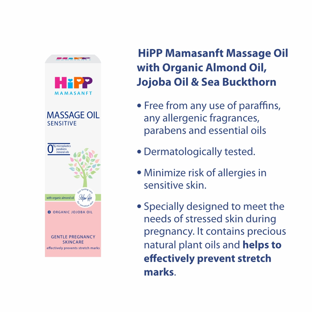 HiPP Mamasanft Massage Oil With Organic Almond Oil, Jojoba Oil & Sea ...