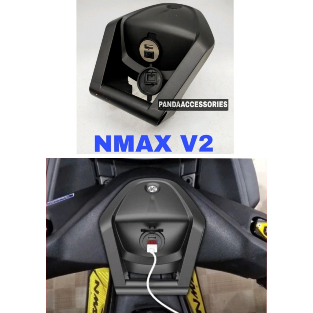 Handle Cover Yamaha NMAX V2 Bracket Handphone Holder Cover With USB ...