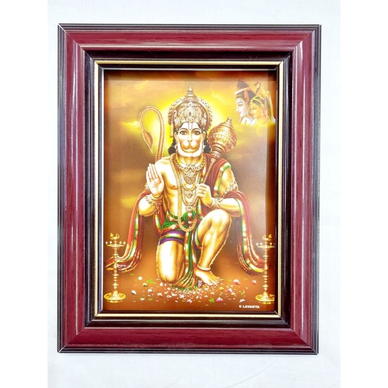 Hanuman Photo Frame with Glass Small Size Frame Pancha Mukhi Hanuman ...
