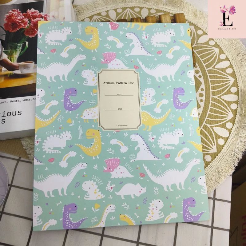 Cute kids A4 File Dino Rabbit Bunny Folder Document | School Office ...