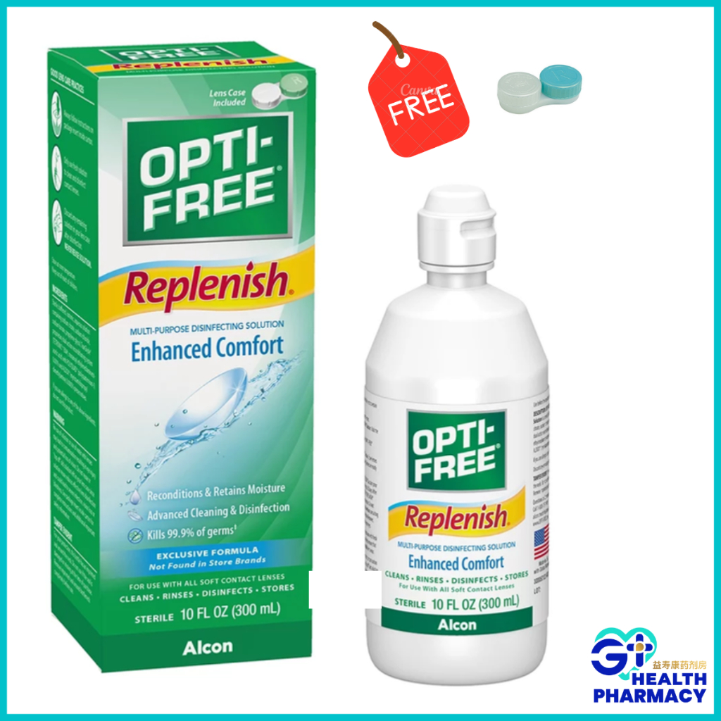 Alcon OptiFree Replenish Multi-Purpose Contact Lenses Solutions (300ml ...