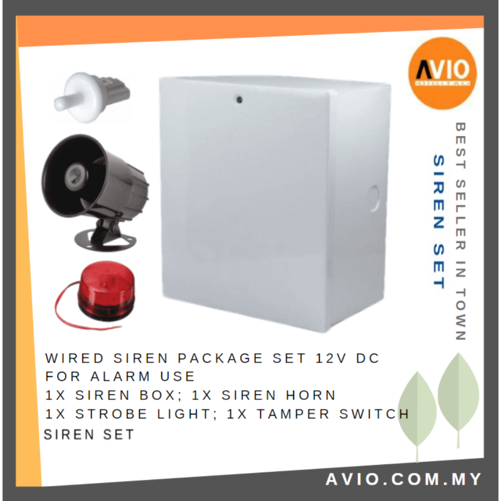 Wired Alarm DC 12V Siren Package Set with Metal Box Siren Horn Strobe ...