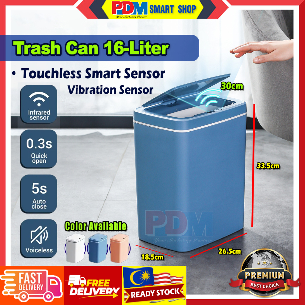 PDM 16L Intelligent Smart Sensor Dustbin Trash Can Rubbish Bin Tong ...