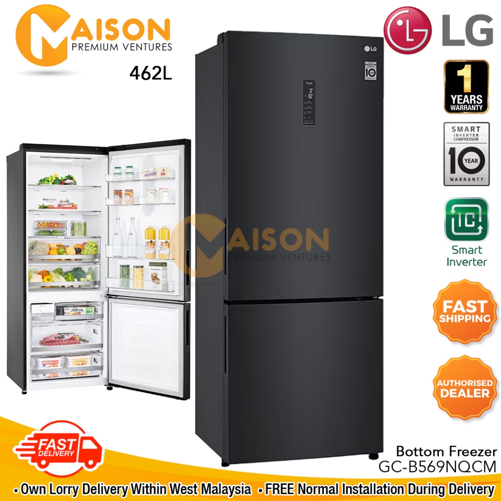 LG Smart Inverter Bottom Freezer Refrigerator 462L GC-B569NQCM | Shopee ...