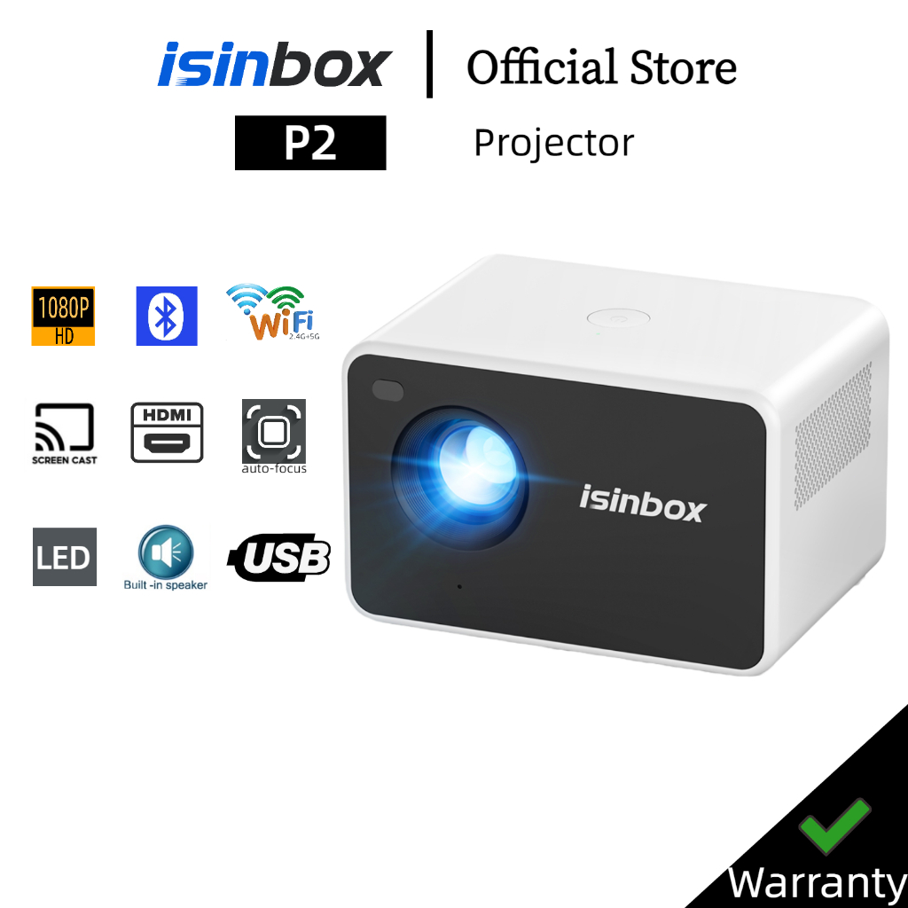 iSinbox P2 1080P HD Portable Projector With Wireless Screen Mirrorring ...